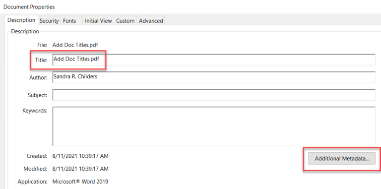 Add Document Title to Word Document or PDF - eSAIL